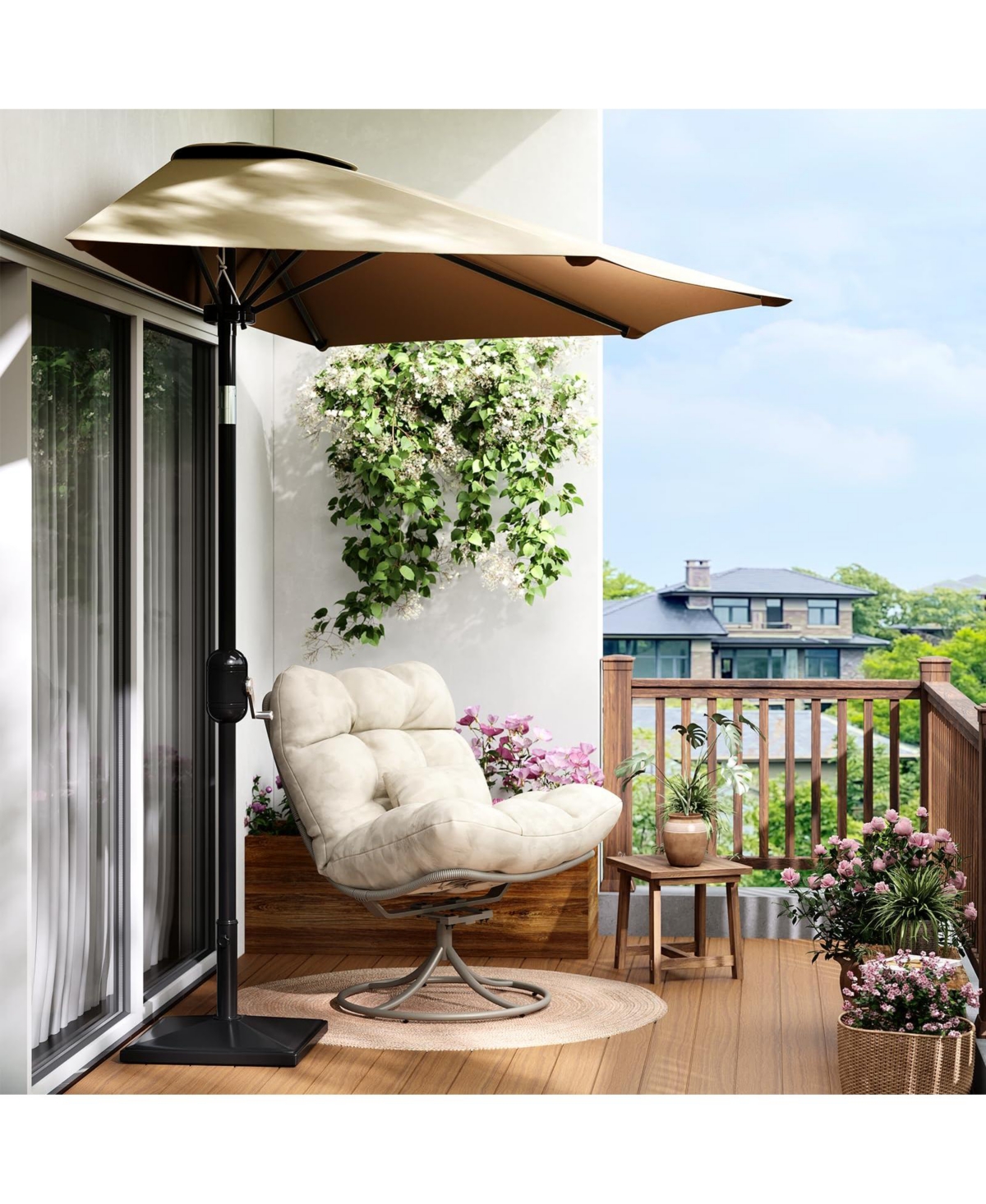 Click here for Homfan Half Patio Umbrella - 9 ft Patio Umbrella w... prices