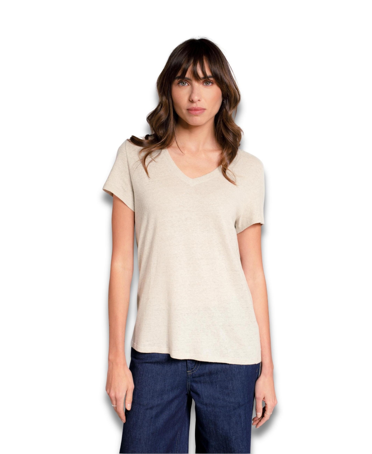 Click here for Celtic & Co. Womens Relaxed V-Neck Linen Blend T-S... prices