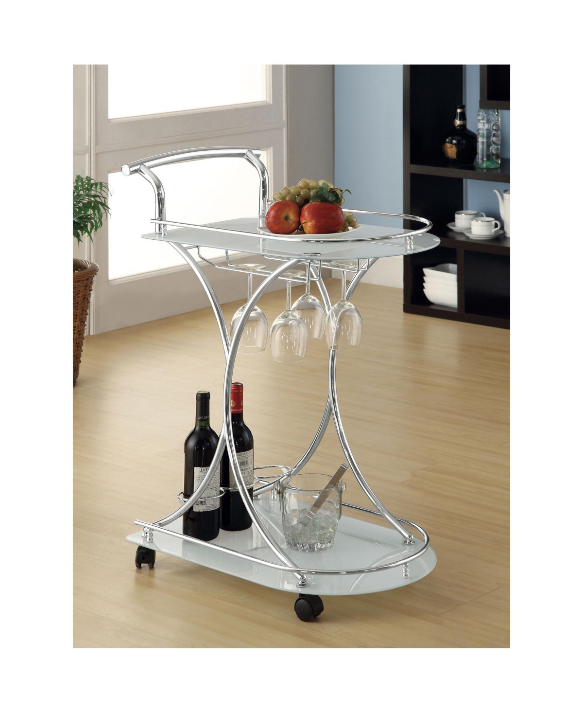 Click here for Flynama 2-Tier Glass Shelf Metal Bar Cart with Ste... prices