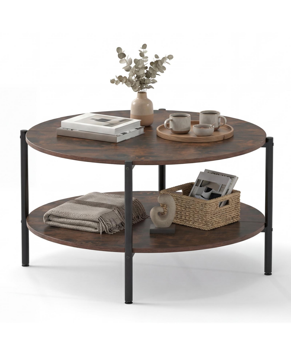 Click here for Gouun 33.5 in Round 2-Tier Industrial Coffee Table... prices