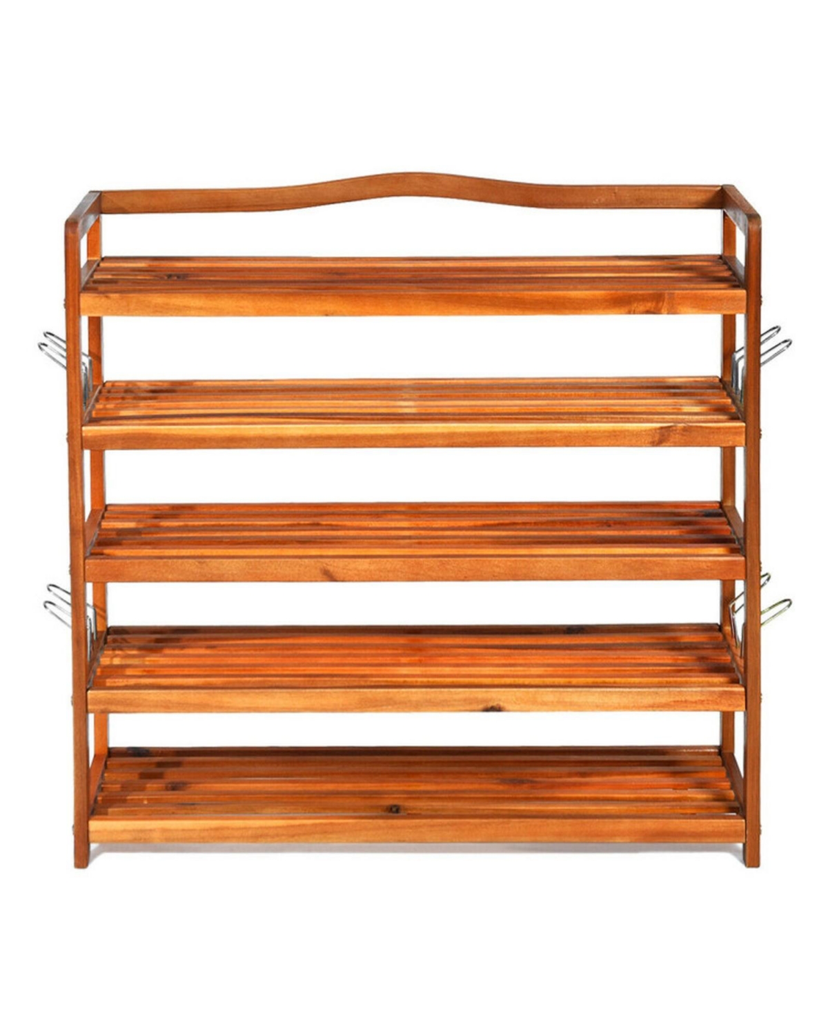 Click here for Gouun 5-Tier Acacia Wood Shoe Rack with Side Hooks... prices