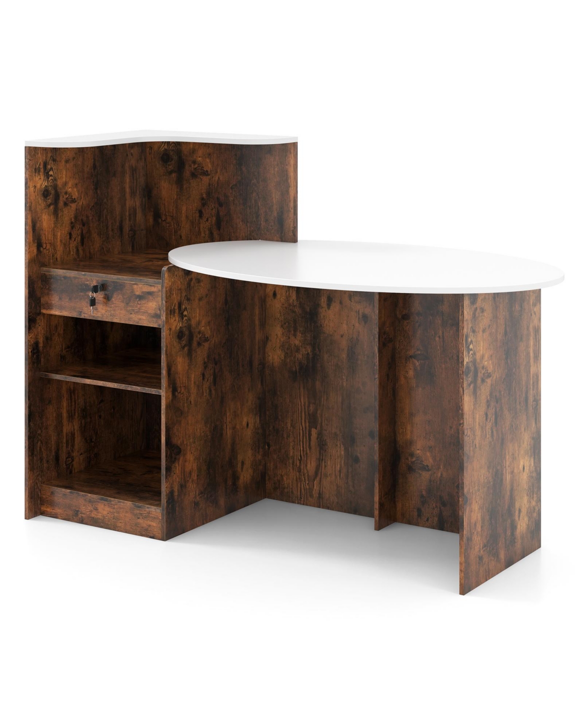 Click here for Gouun Reception Desk with Oval Tabletop and Lockab... prices