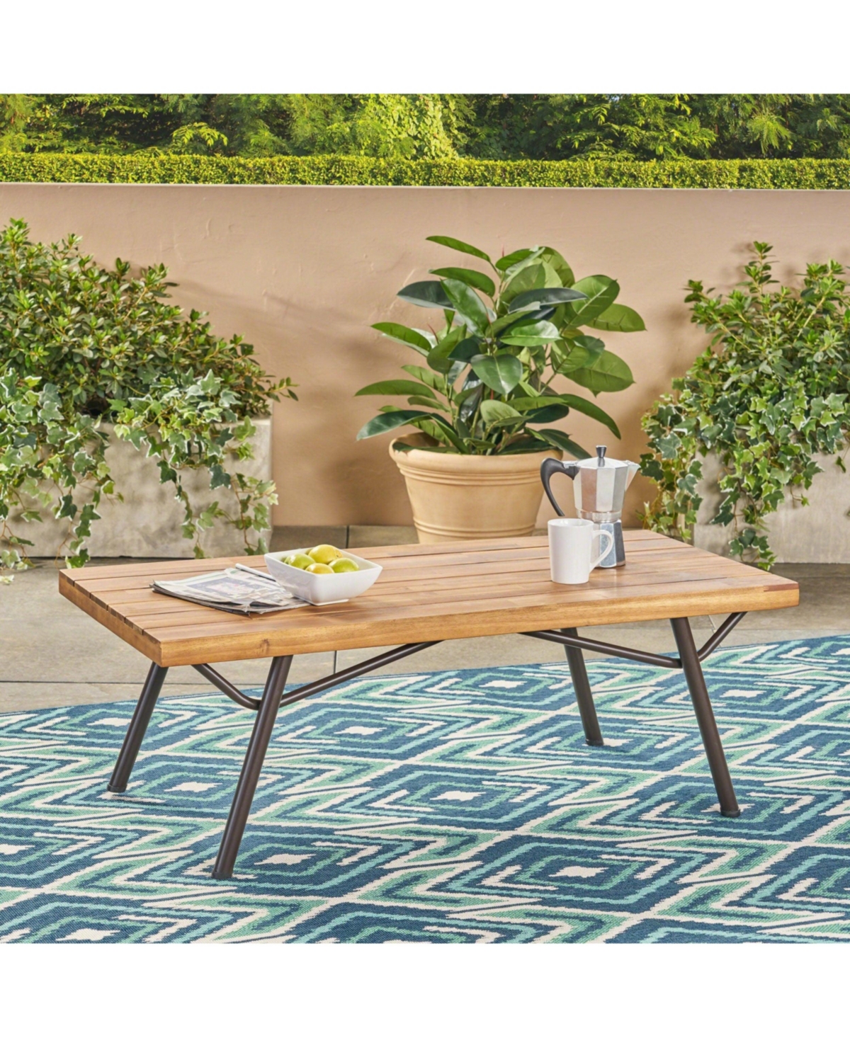 Click here for Mondawe Outdoor Coffee Table - Wood with Rustic Me... prices