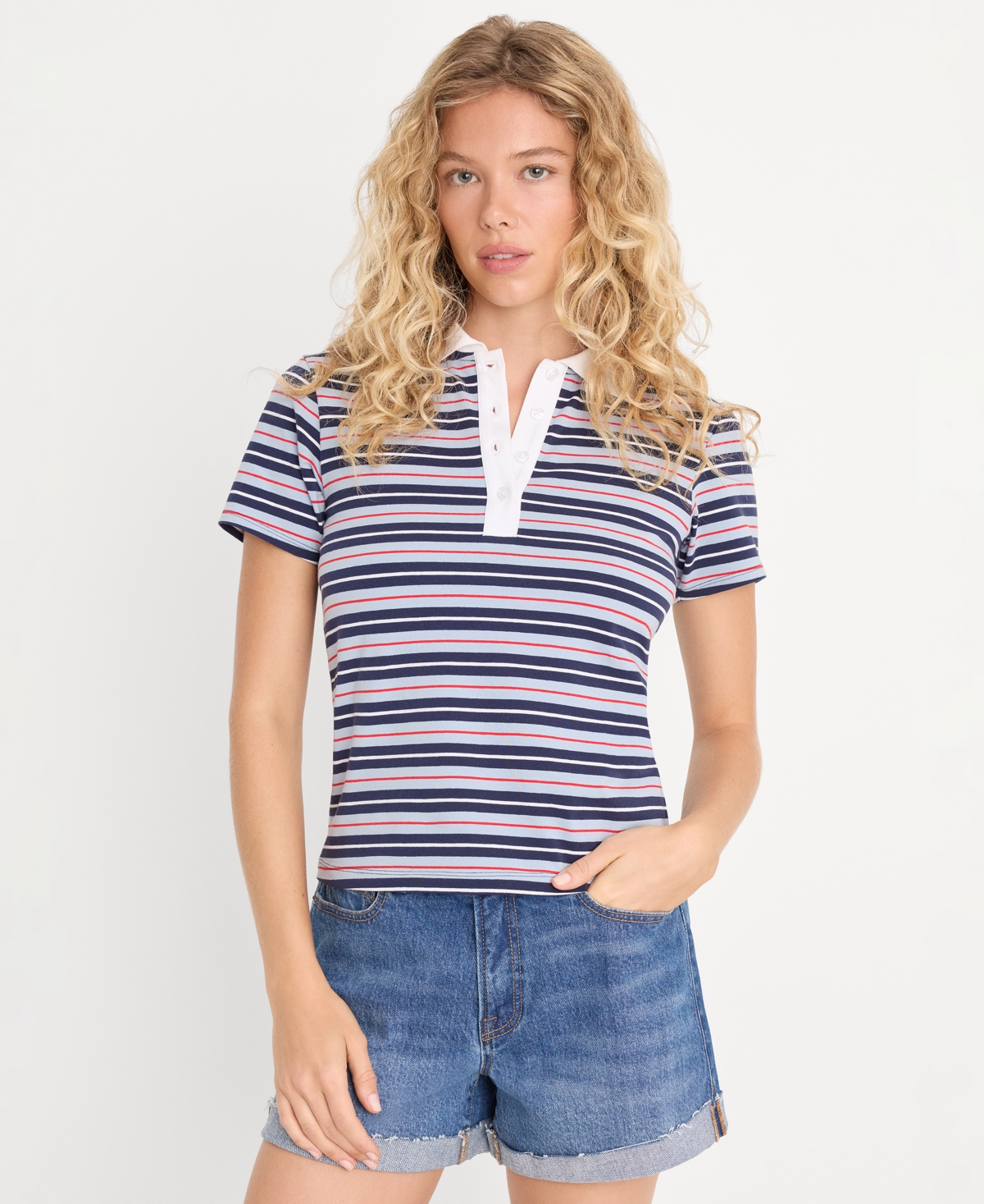 Click here for Good American Womens Cotton-Blend Short-Sleeve Pol... prices