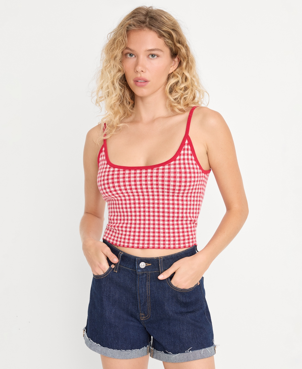 Click here for Good American Womens Gingham Camisole Sweater Tank... prices
