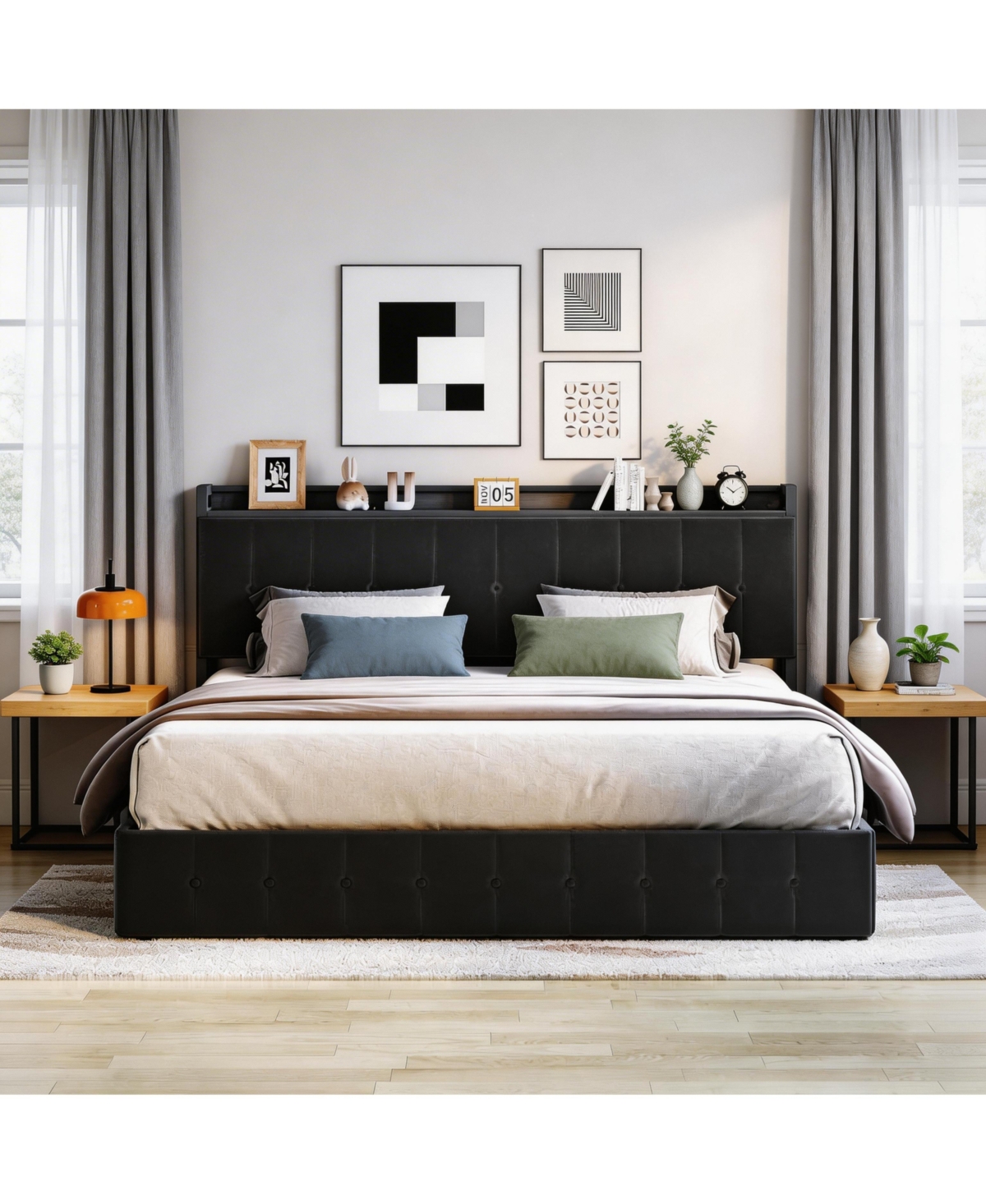 Click here for Homfan King Lift-Up Storage Bed Frame  Upholstered... prices