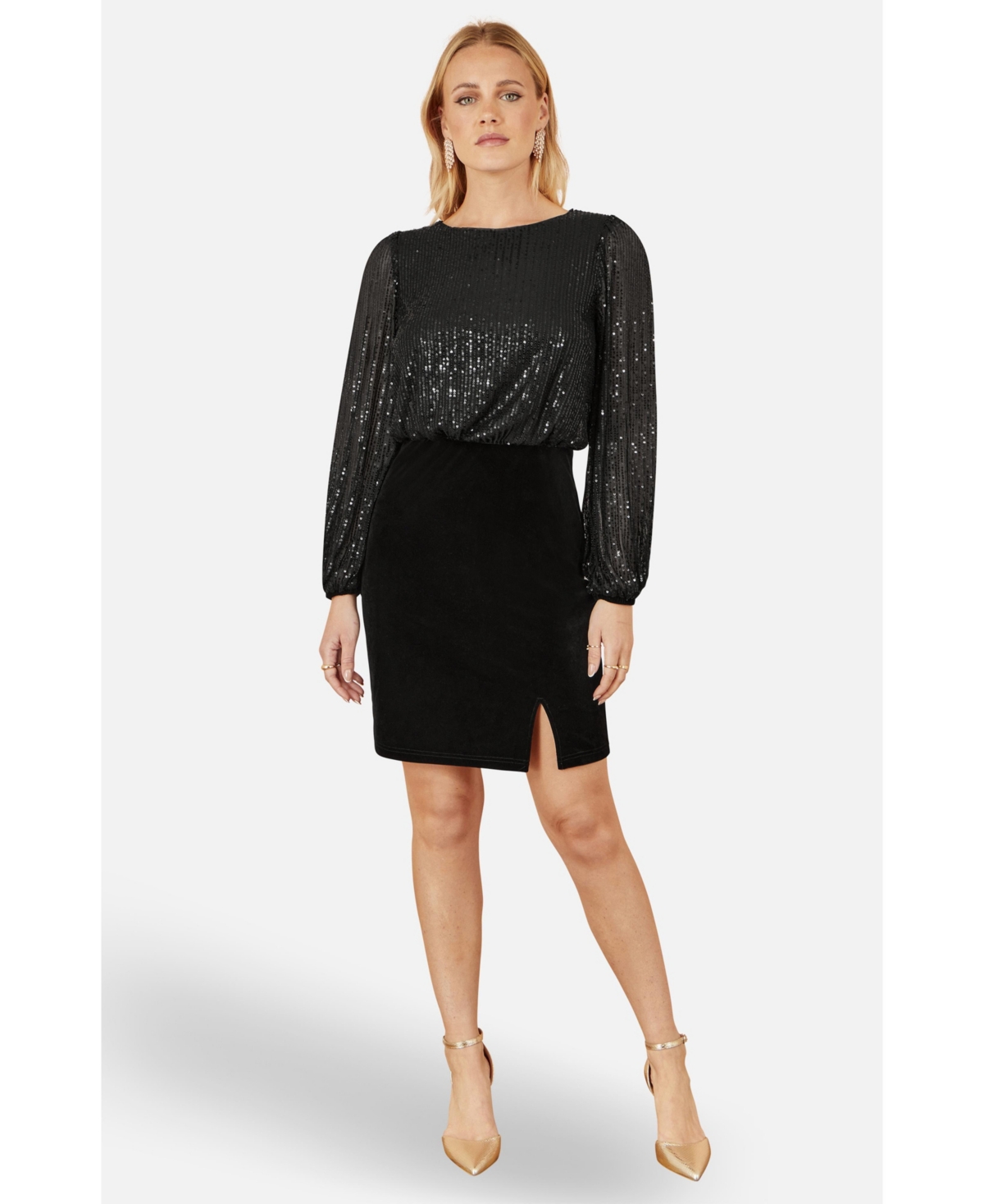 Click here for Yumi Womens Sequin And Velvet Mini Dress - Black prices