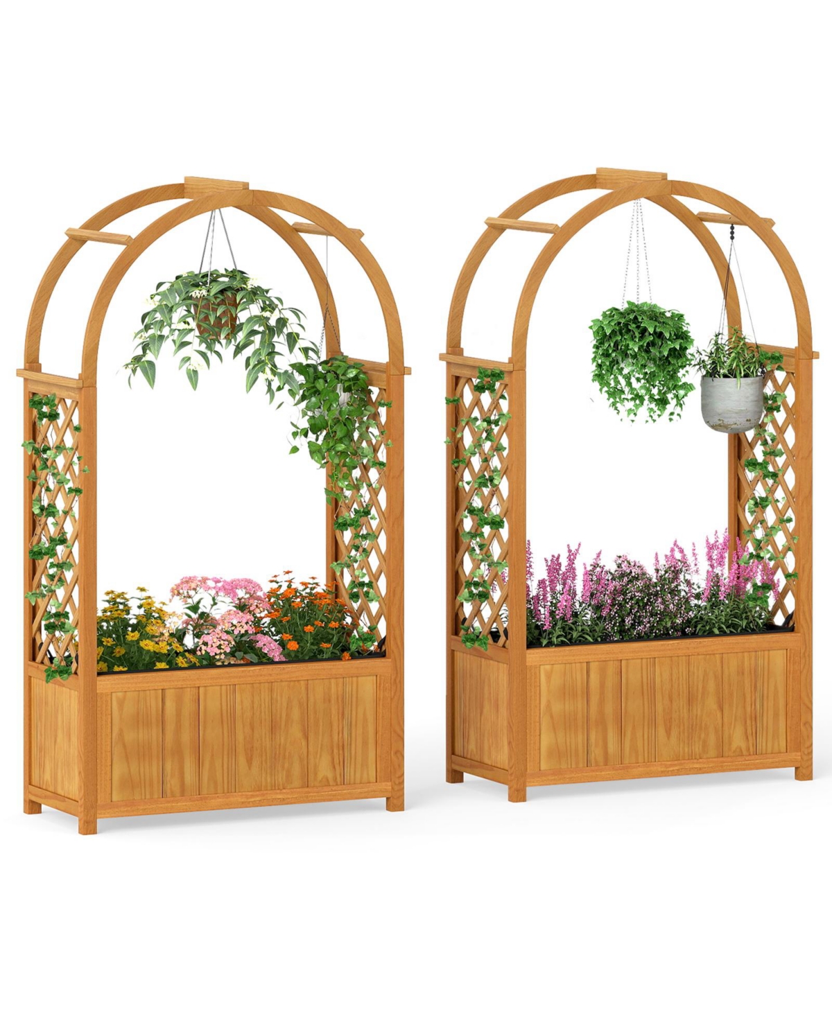 Click here for Gymax 2PCS Wooden Raised Garden Bed w/ Lattice Tre... prices