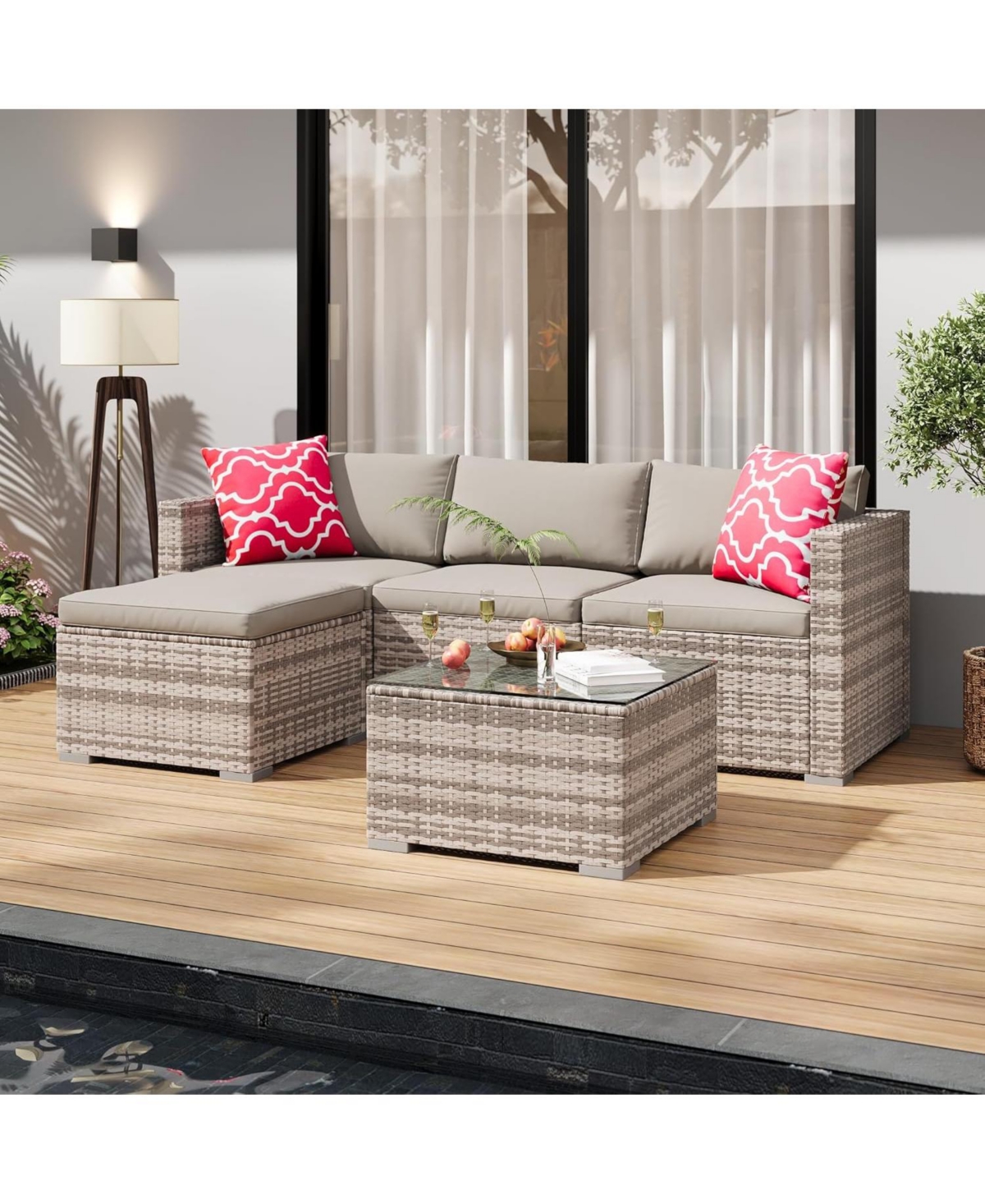 Click here for gaomon 5-Piece All-Weather Wicker Patio Sectional... prices