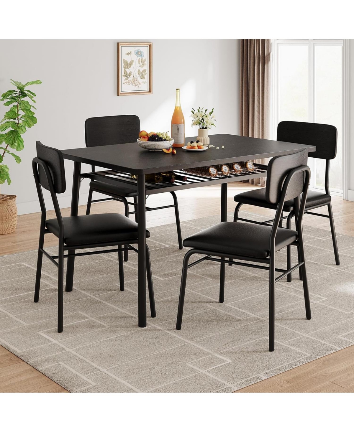 Click here for gaomon 5-Piece Dining Set for 4 with Storage  Wood... prices