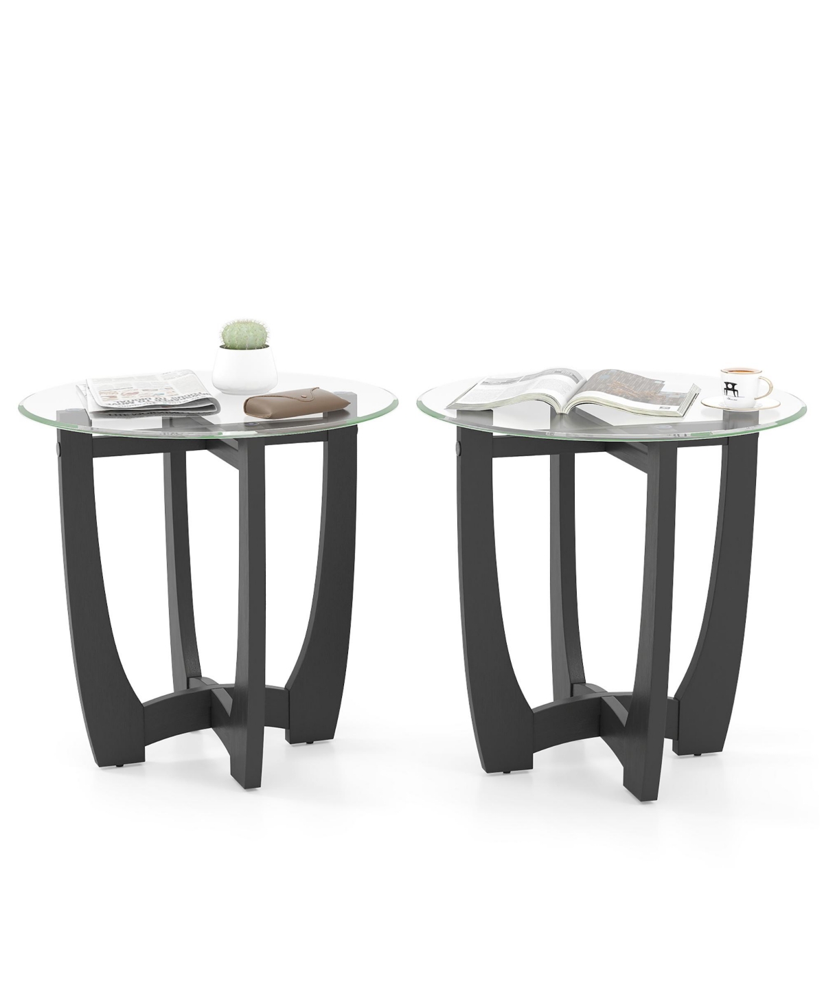 Click here for Gymax 2Piece 23.5 Round End Table w/Glass Tabletop... prices