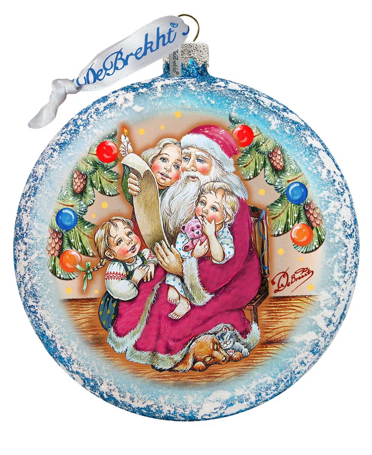 Click here for G.DeBrekht Santa List Circle Glass Ornament - Mult... prices