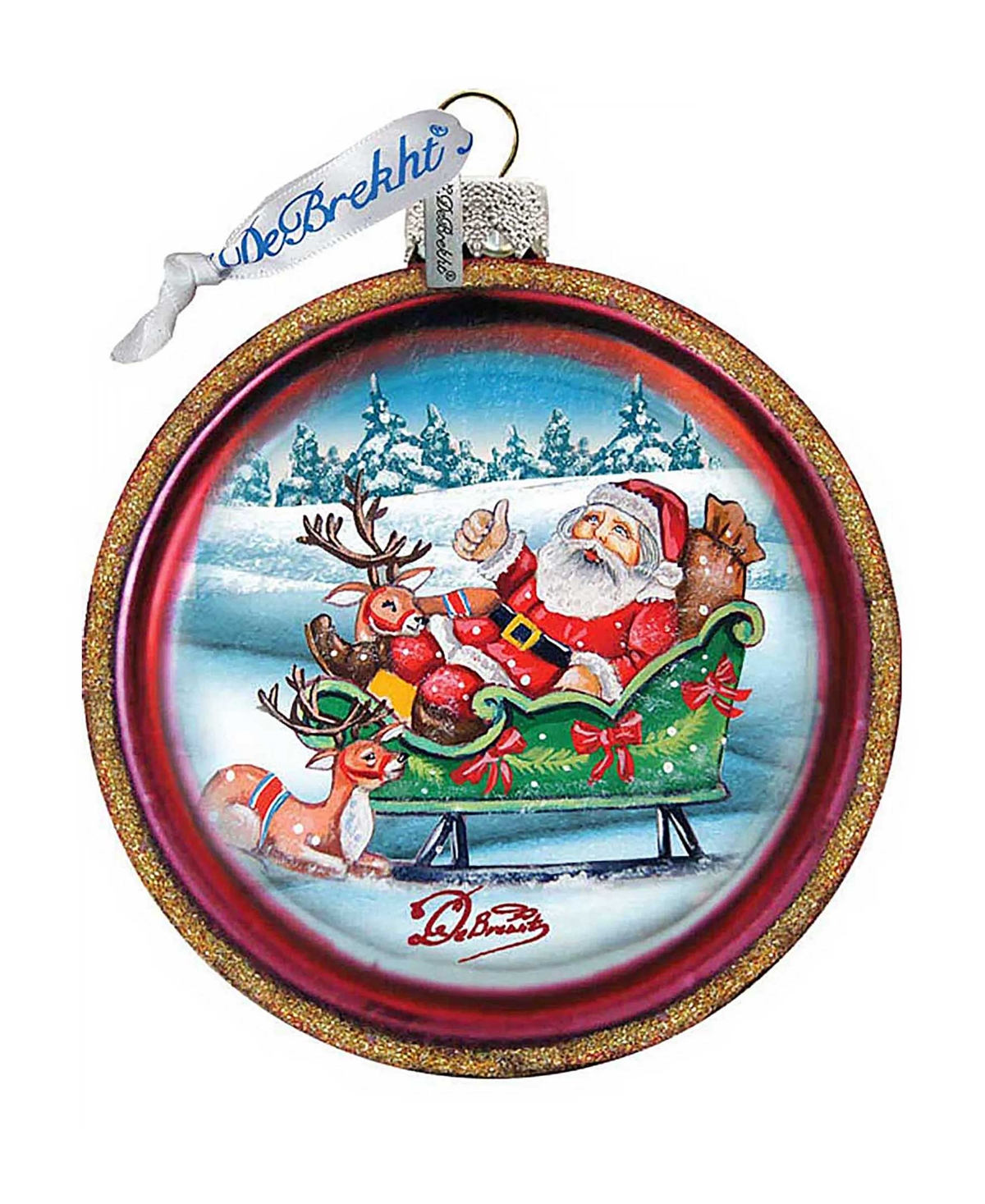 Click here for G.DeBrekht Joyful Sleigh Ride Cut Ball Glass Ornam... prices