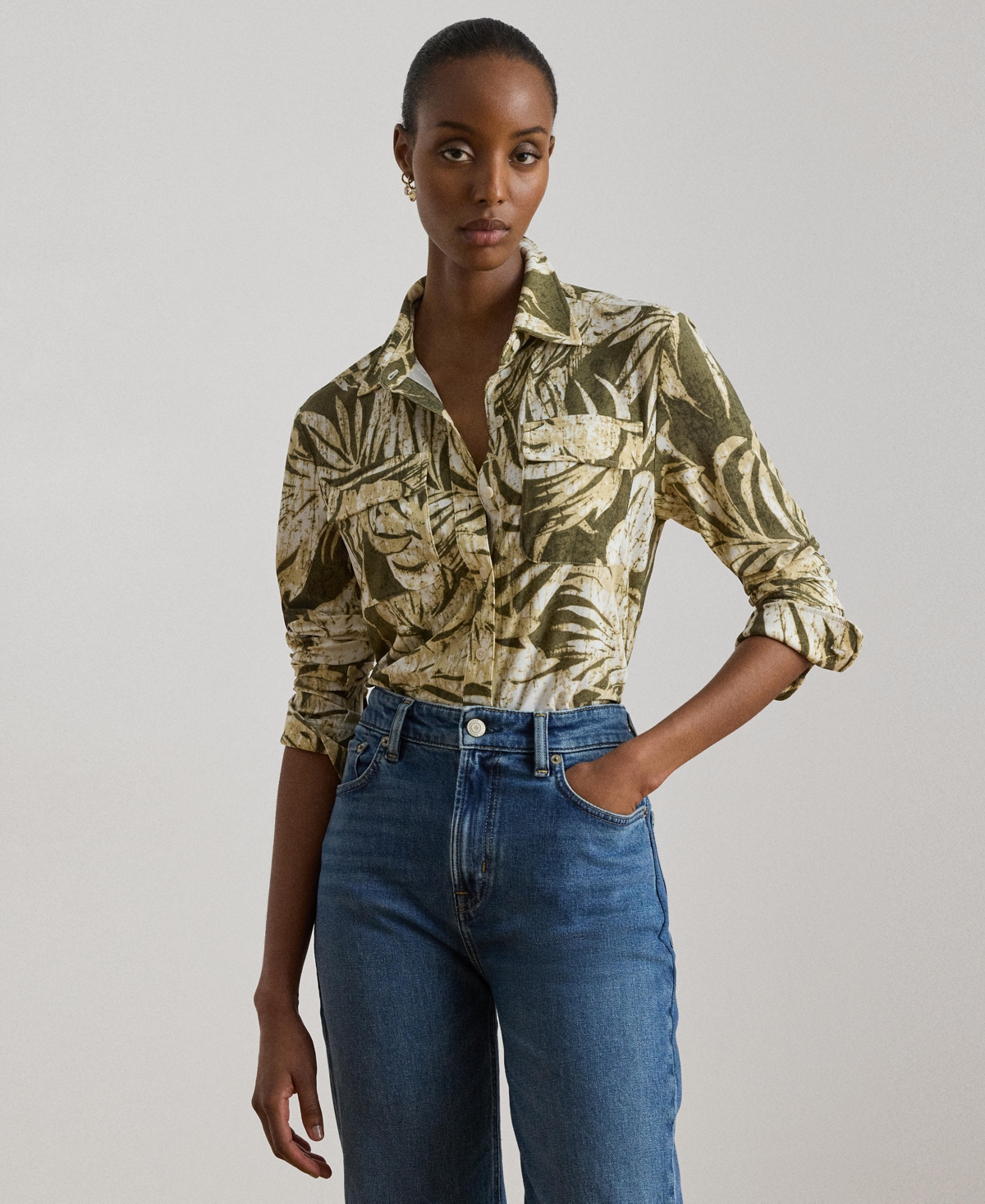 Click here for Lauren Ralph Lauren Womens Button-Up Collared Shir... prices