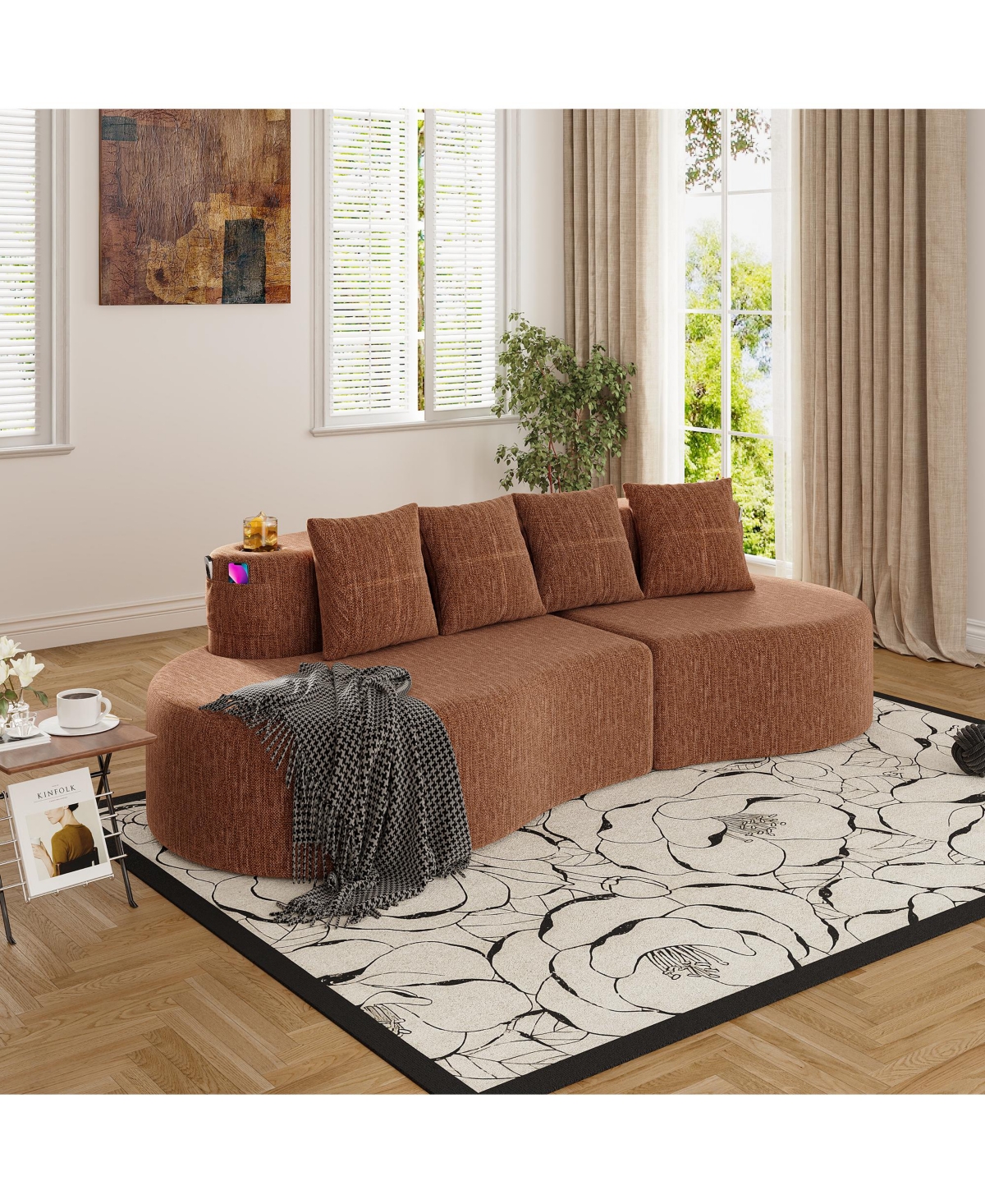 Click here for Rainsken Modern 3-Seater Curved Modular Sofa  Half... prices