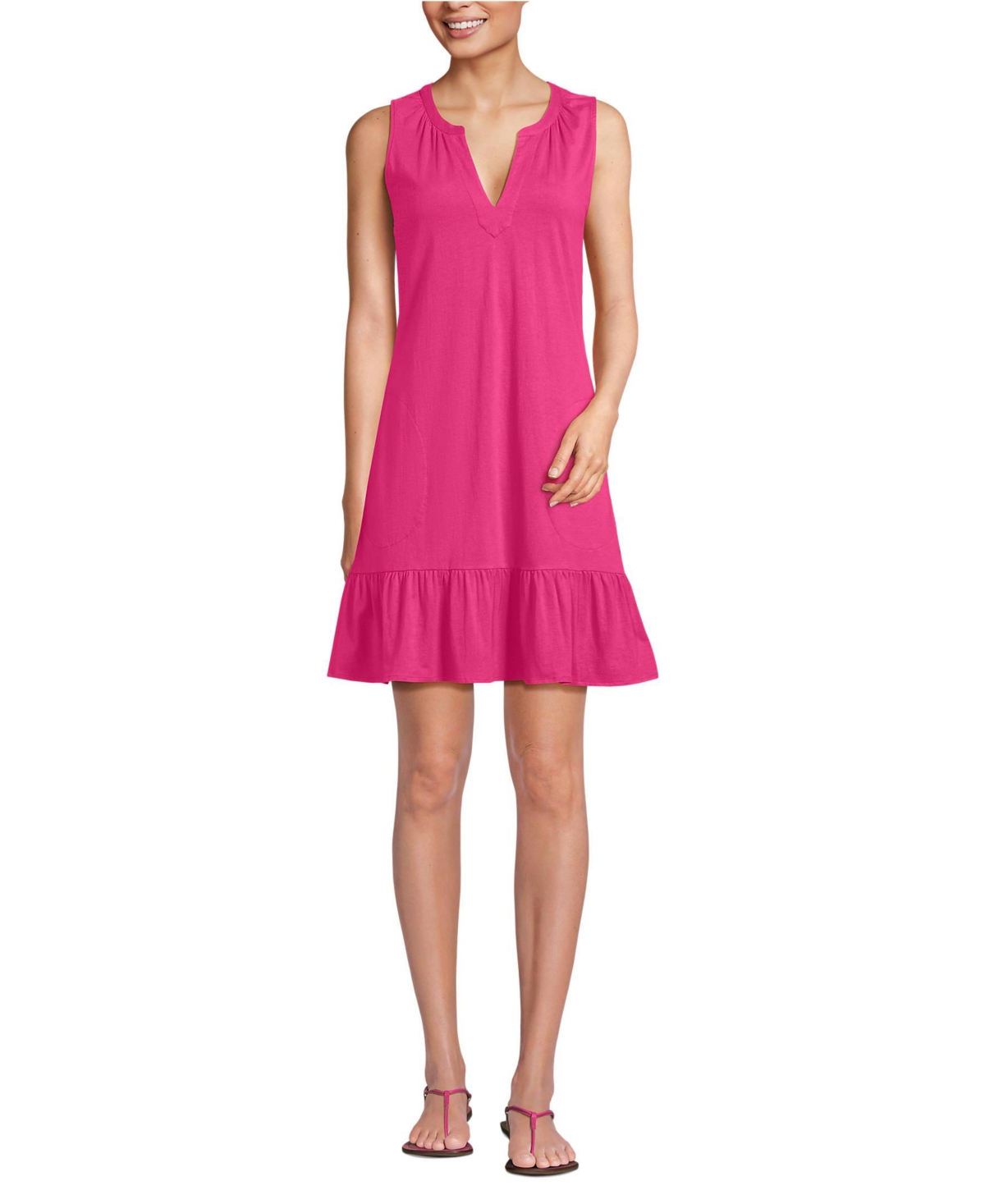 Click here for Lands End Womens Sleeveless Cotton Jersey Notch Ne... prices