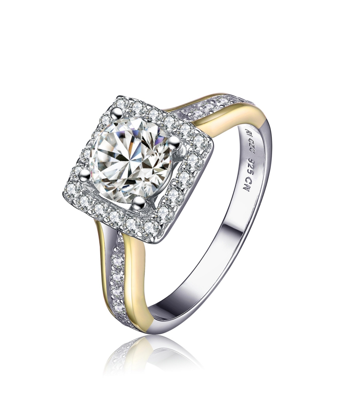 Click here for Genevive Two-Tone with Clear Cubic Zirconia Halo R... prices