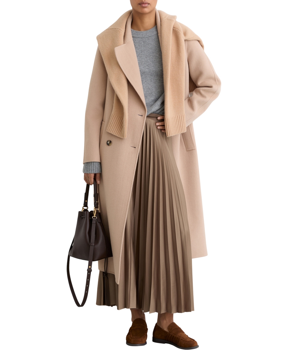 Click here for Reiss Womens Pleated Midi Skirts - Mocha Brow prices