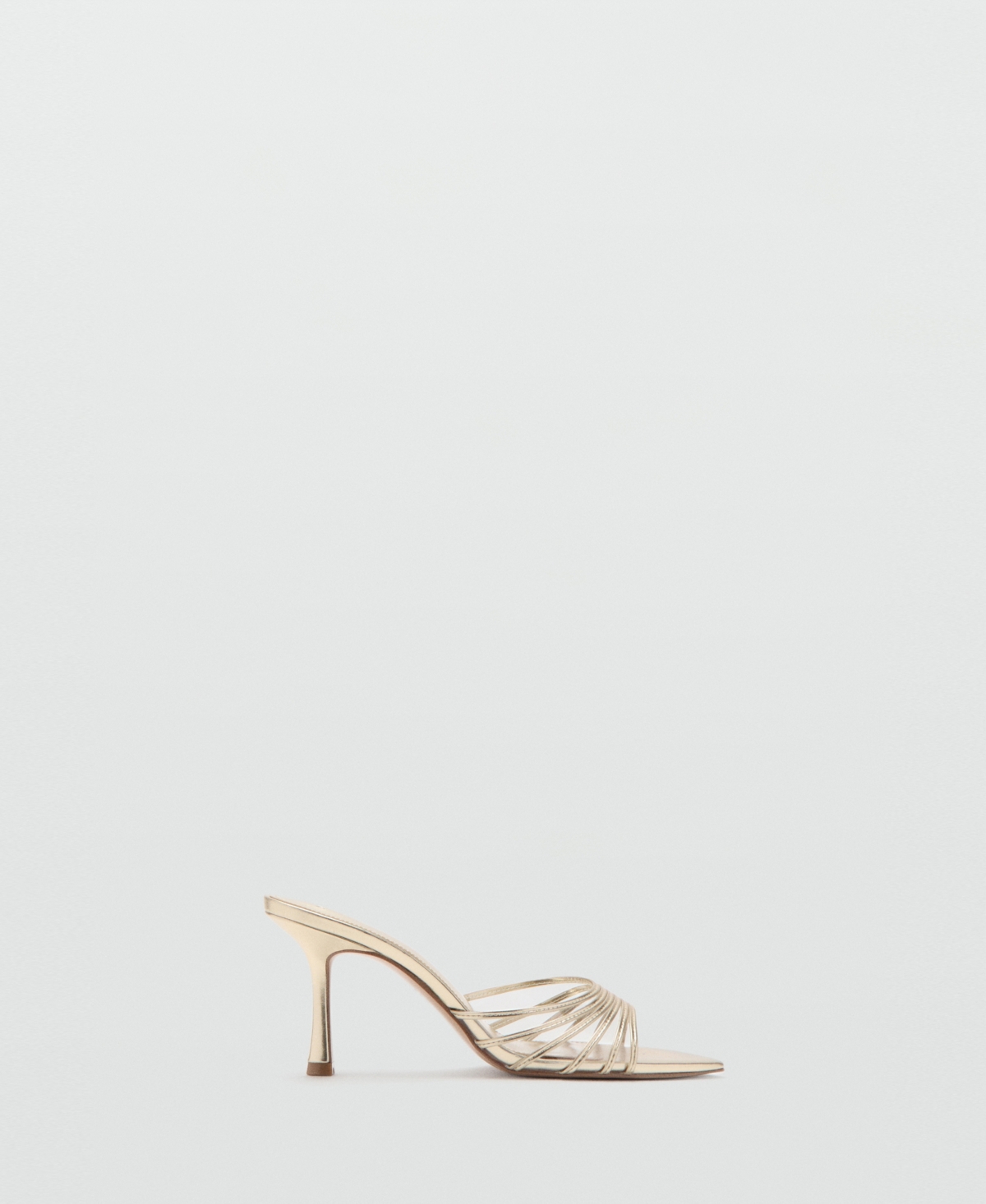 Click here for Mango Womens Metallic Strappy Heeled Sandals - Gol... prices