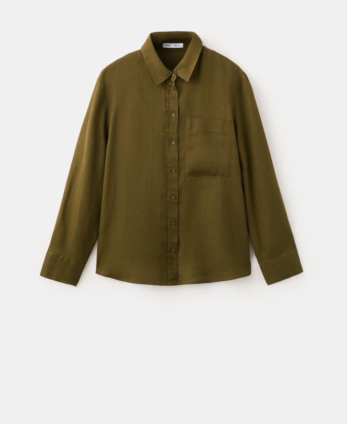 Click here for Mango Womens Pocket Linen Shirt - Olive Green prices