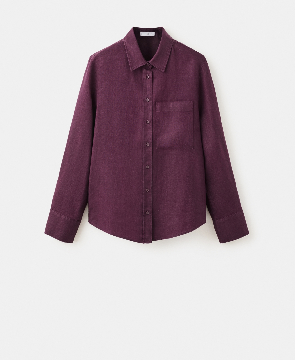 Click here for Mango Womens Pocket Linen Shirt - Plum prices