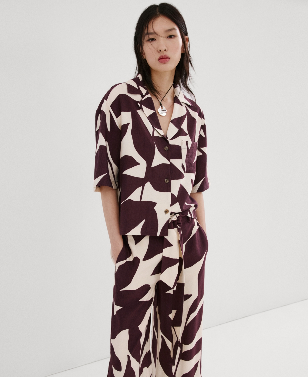 Click here for Mango Womens Printed Short-Sleeved Shirt - Ecru prices