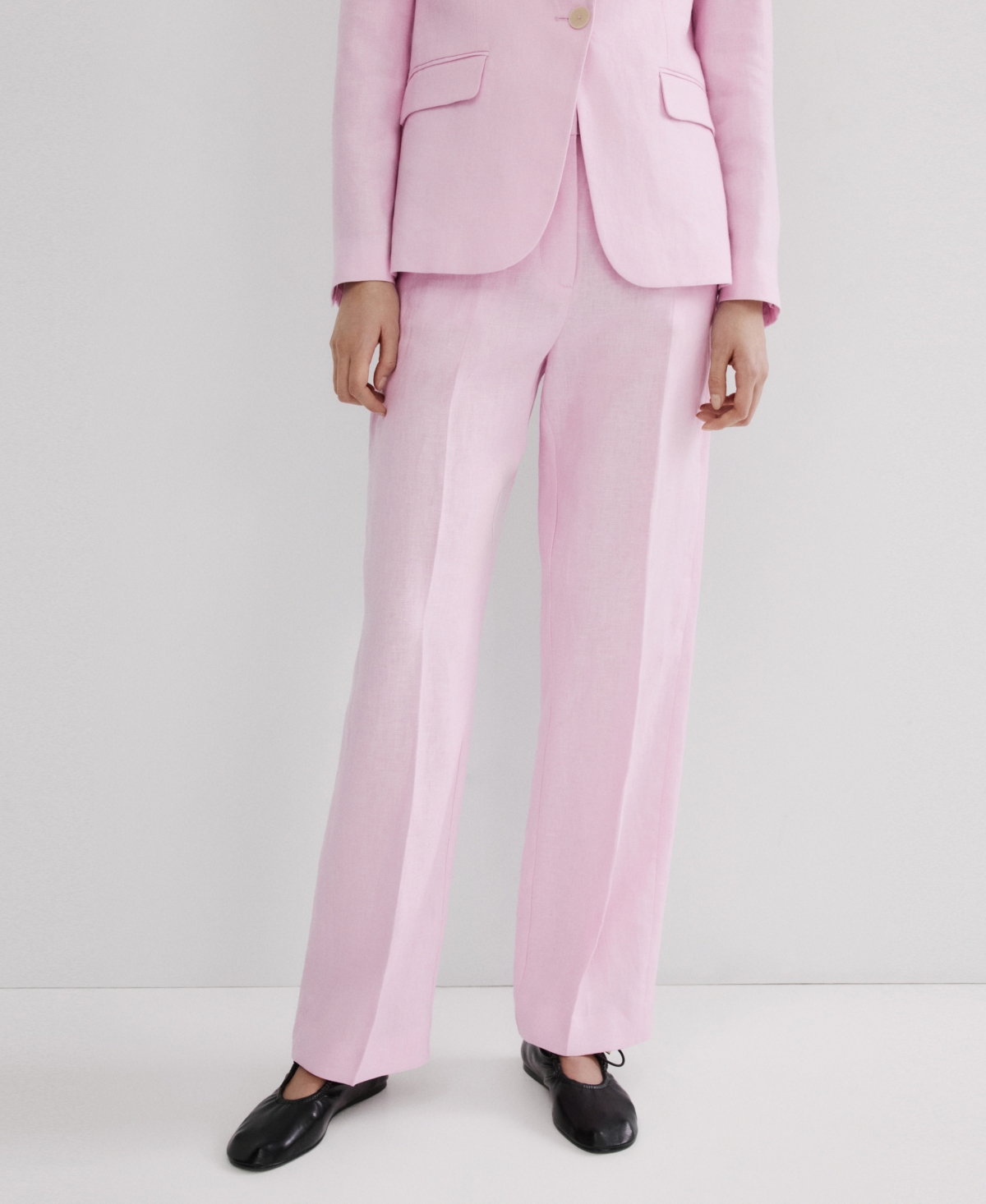 Click here for Mango Womens Linen Suit Pants - Pink prices