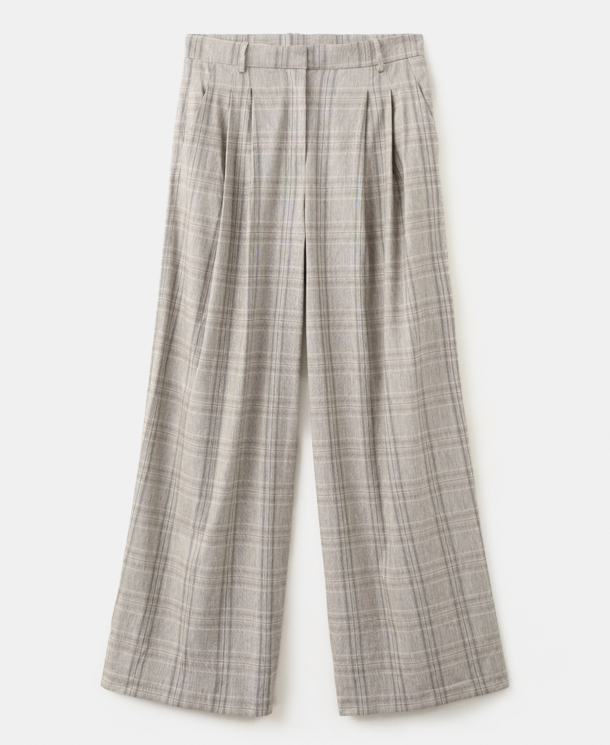 Click here for Mango Womens Check Pleated Pants - Light  Pastel G... prices