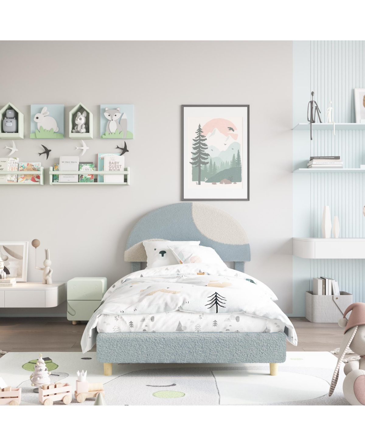 Click here for Homfan Modern Boucle Upholstered Kids Bed Frame -... prices