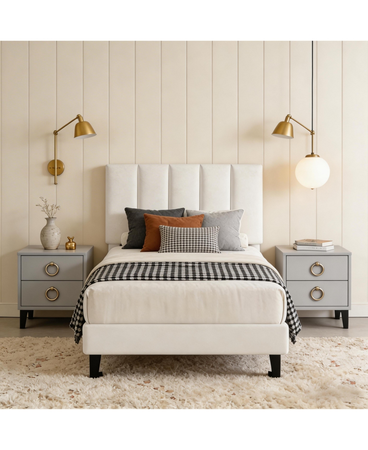 Click here for homfan Upholstered Platform Bed Frame with Adjusta... prices