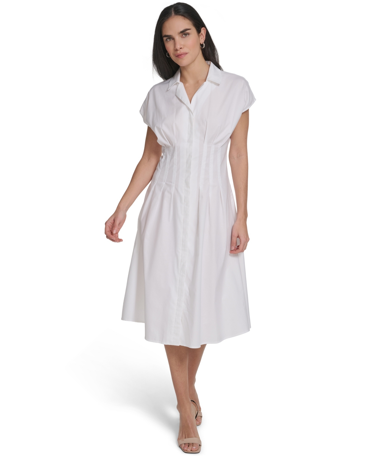 Click here for Calvin Klein Womens V Neck Midi Dress - BLACK prices