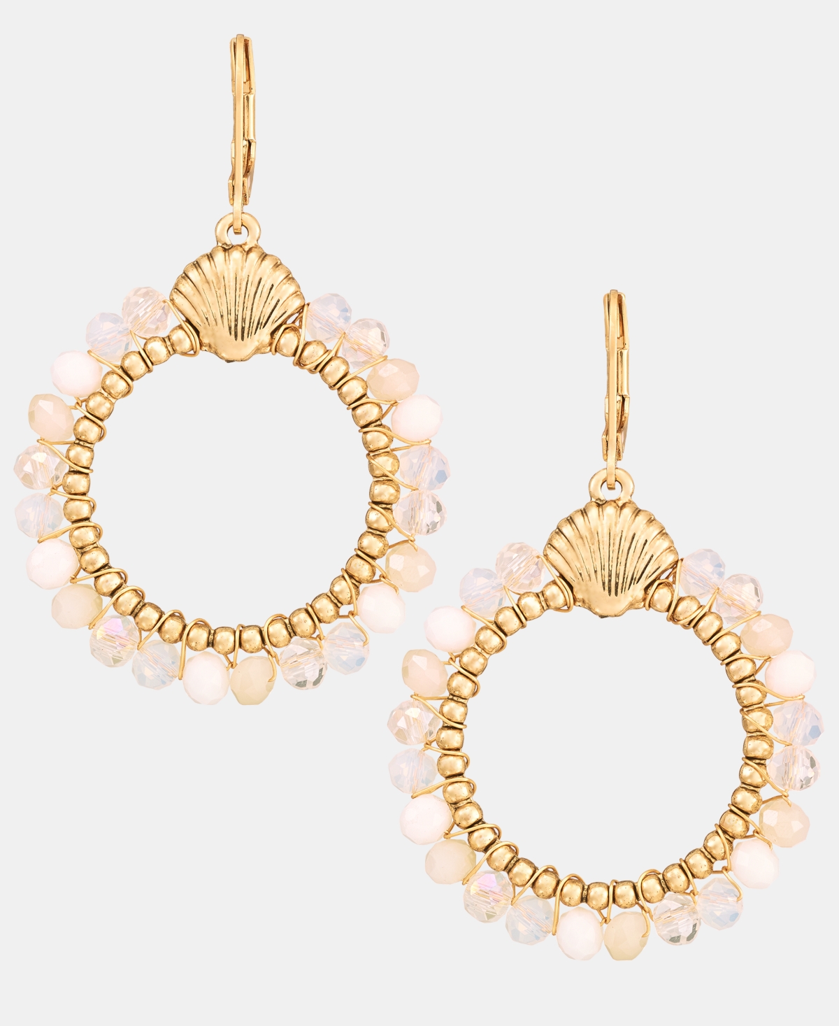 Click here for lonna & lilly Beaded Shell Open Drop Earrings - Wh... prices