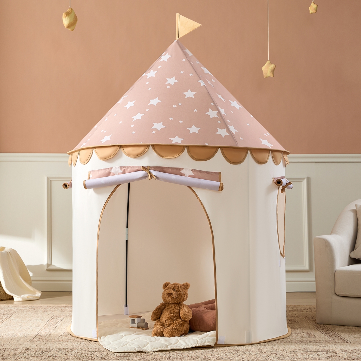Click here for Tiny Land Kids Tent - Starry Khaki Indoor Play Ten... prices