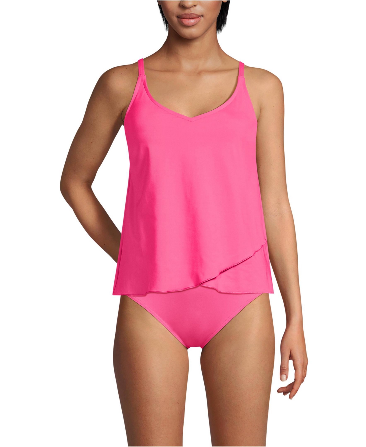 Click here for Lands End Womens Tulip Hem Tankini Top - Pink azal... prices