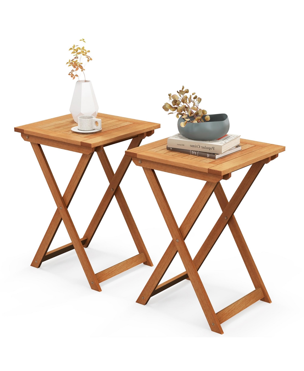 Click here for Gymax 2PCS 20 Folding Table Outdoor Hardwood Bistr... prices