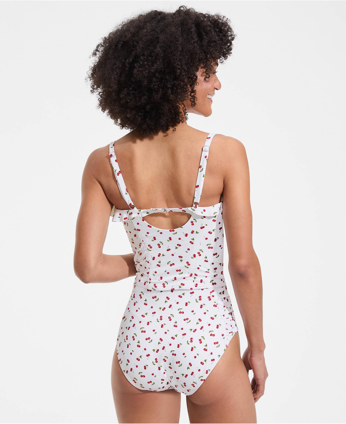 Click here for Lands End Womens Ruffle Midkini Set - Cherry jam c... prices