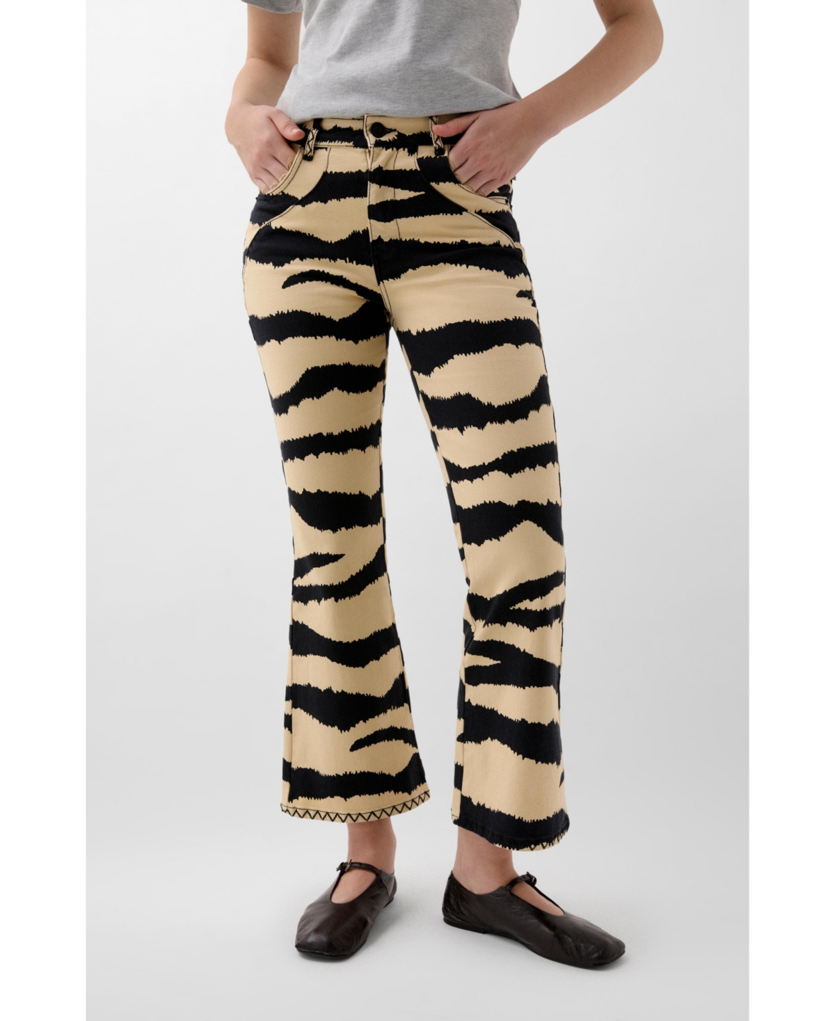 Click here for Scalpers Womens Ankle Zebra Denim Pant - Animalpri... prices