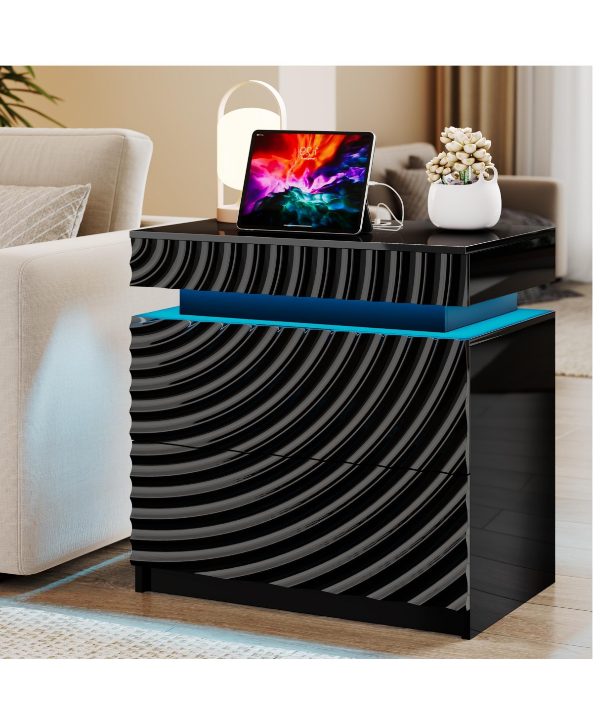 Click here for Vlrska 23.6-Inch Wide 2-Drawer Nightstand with Hid... prices