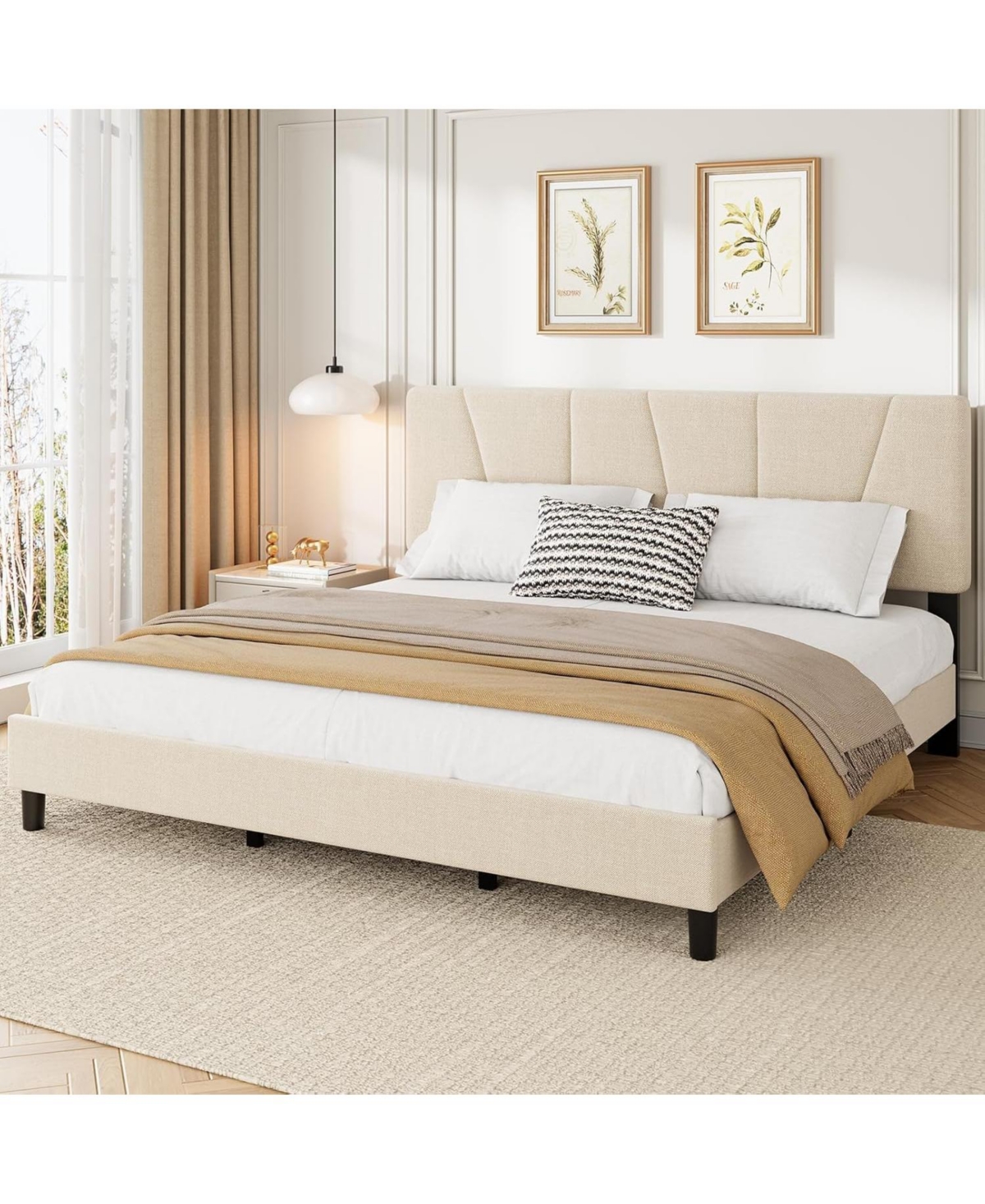 Click here for gaomon Upholstered Platform Bed with Adjustable He... prices