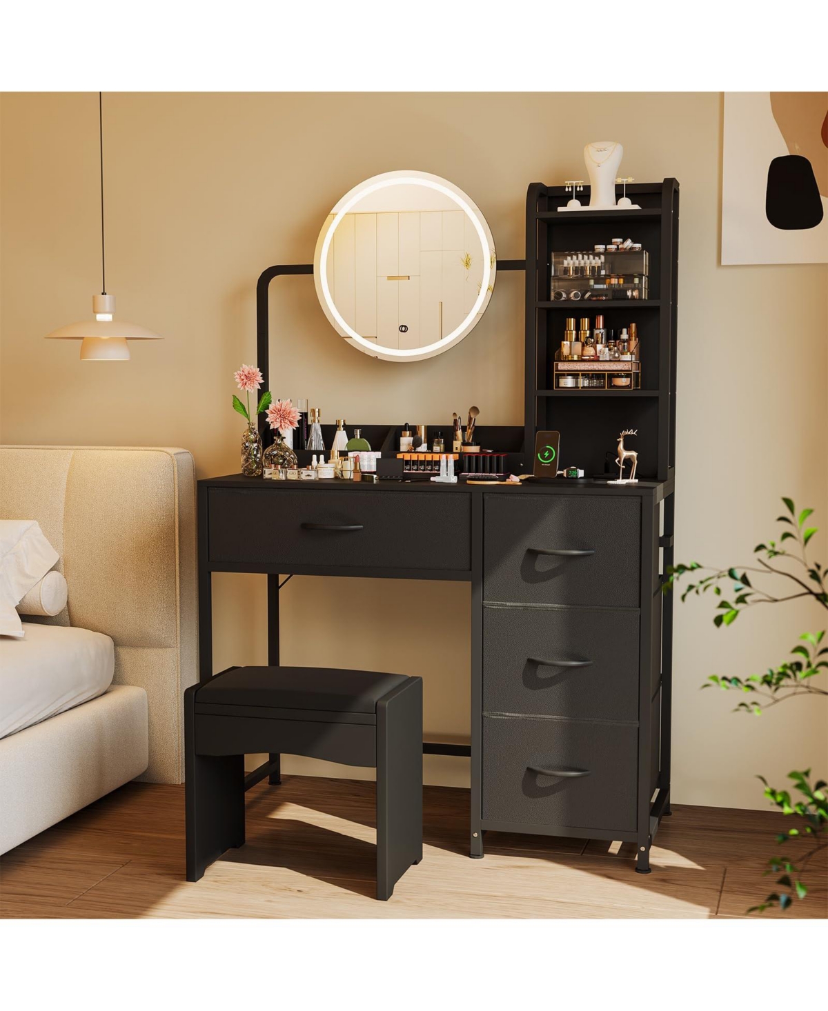 Click here for Homfan Modern Vanity Desk with Led Mirror  Adjusta... prices