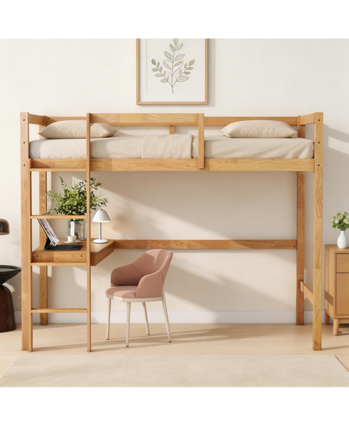 Click here for Sailvan High Loft Bed  Rubber Wood Loft Bed with S... prices