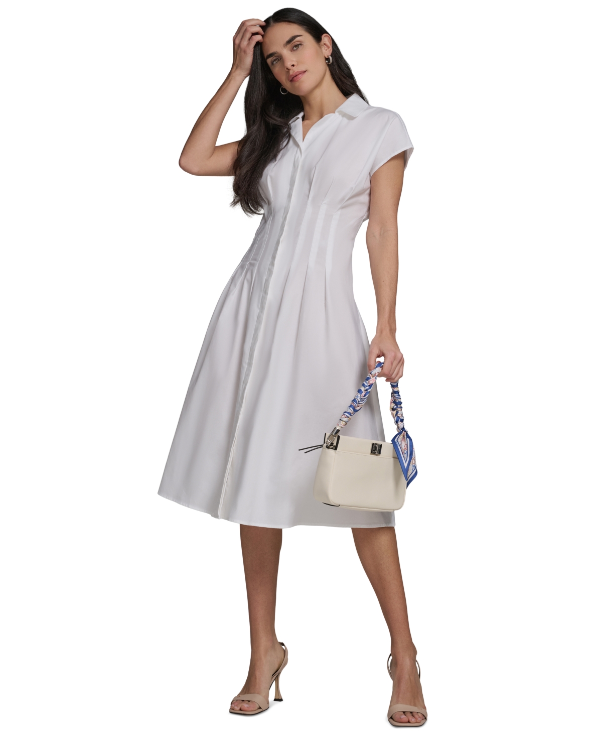 Click here for Calvin Klein Womens V Neck Midi Dress - WHITE prices