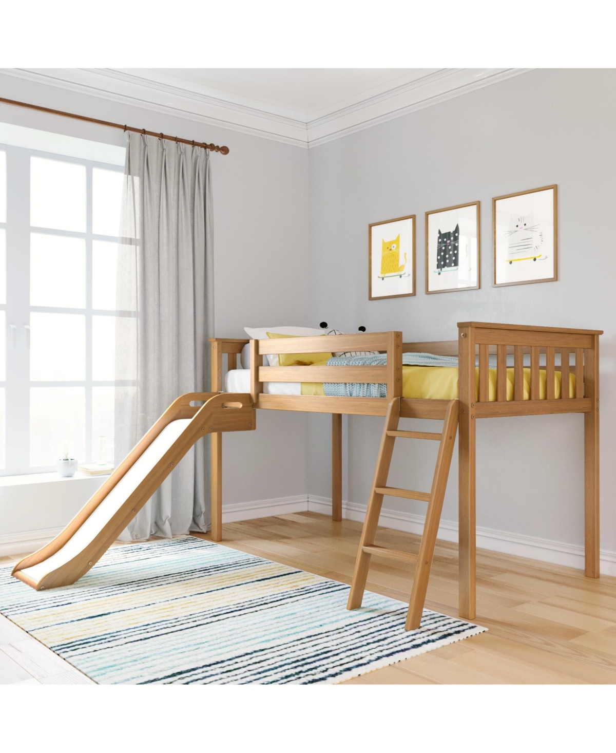 Click here for Max & Lily Twin Size Low Loft Bed with Slide  Soli... prices