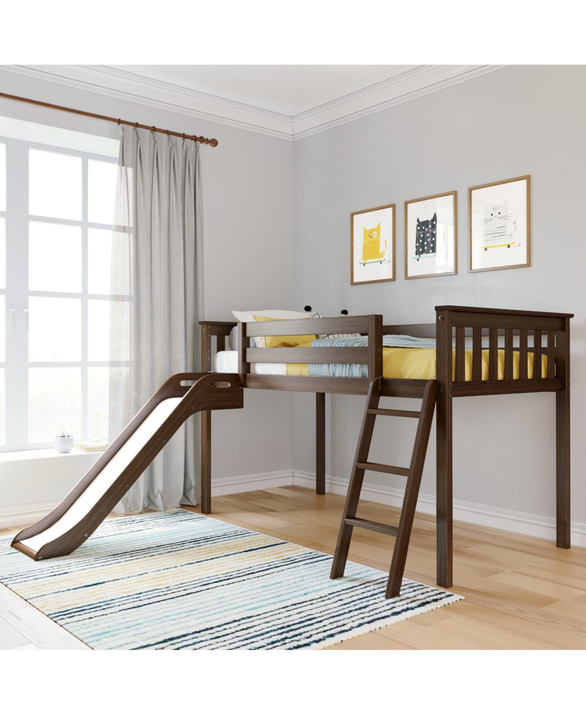 Click here for Max & Lily Twin Size Low Loft Bed with Slide  Soli... prices