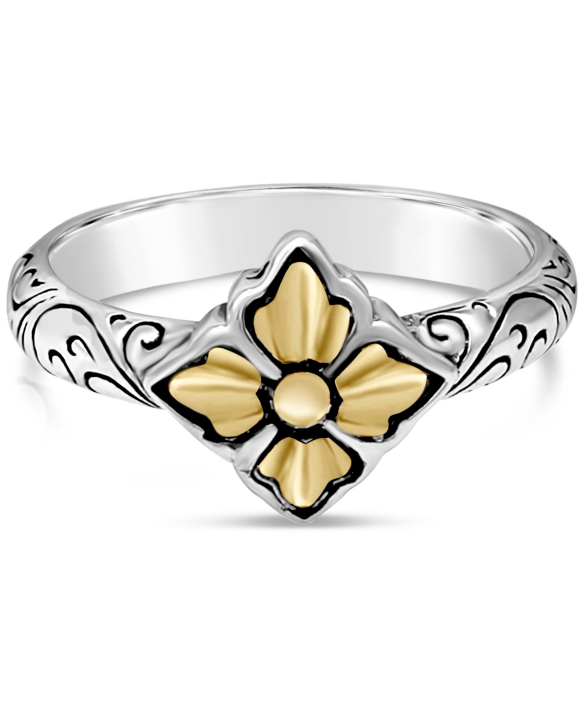 Click here for Devata Maple Leaf Ring in Sterling Silver and 18K... prices