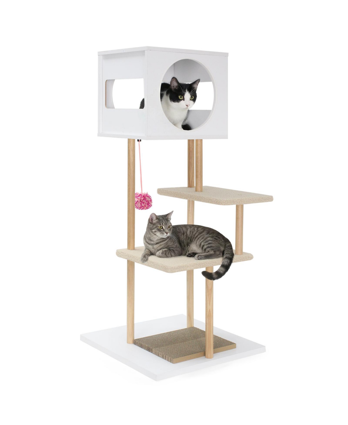 Click here for Cozito Cat Tower 40 in Wood with 2 Corrugated Card... prices