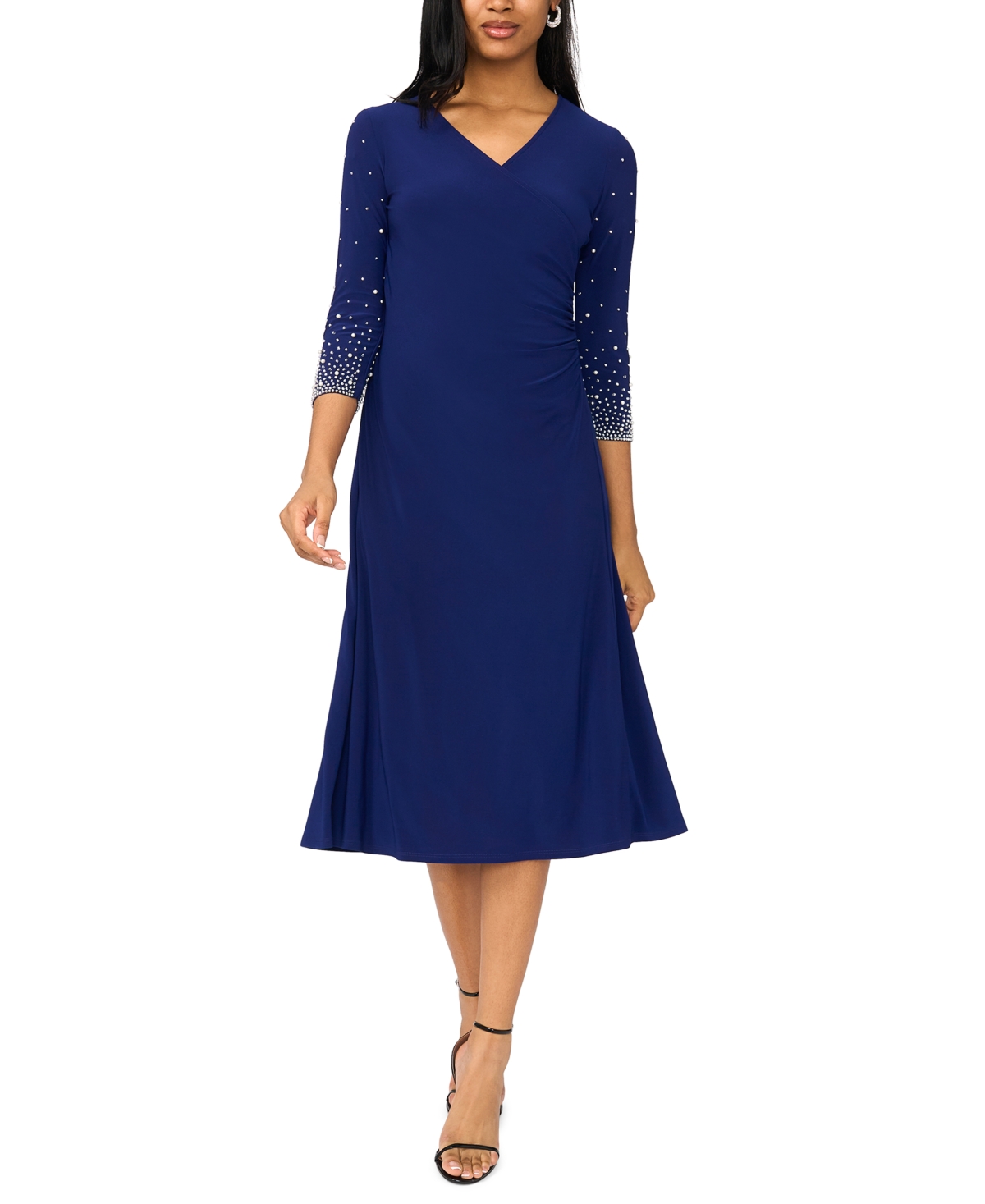 Click here for Msk Womens V-Neck Midi Dress - Navy prices