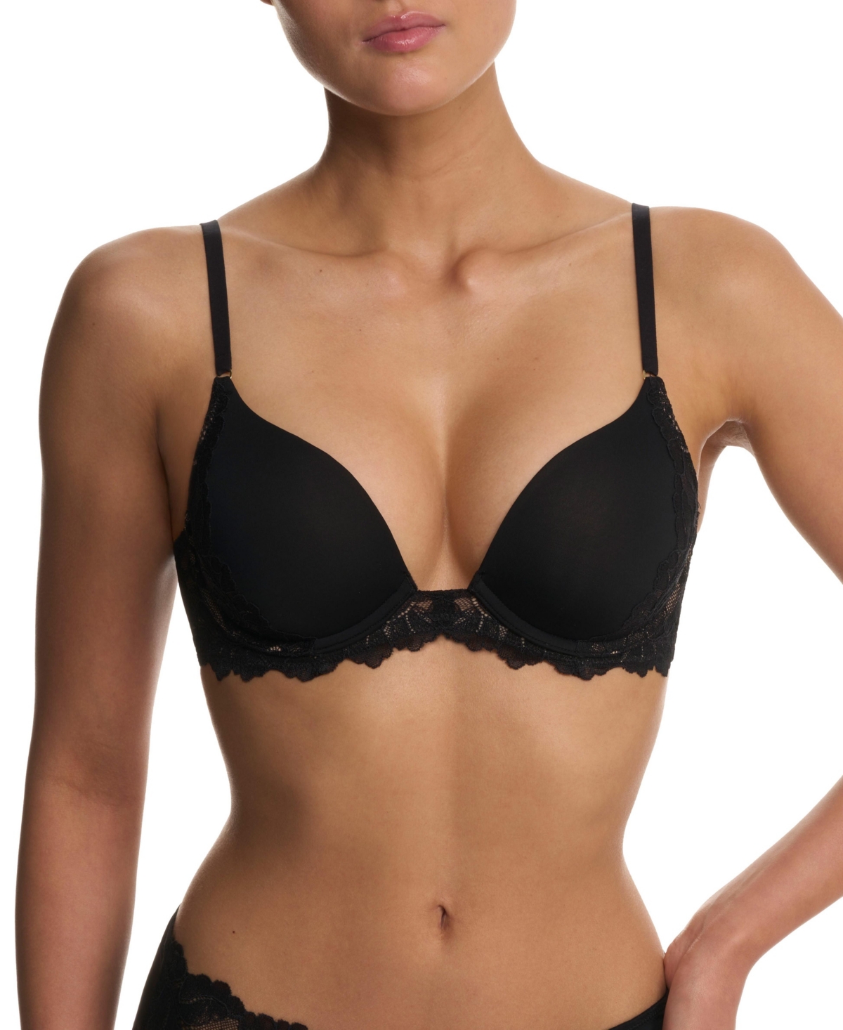 Click here for Natori Womens Peony Demi Lace T-Shirt Bra - Black/... prices