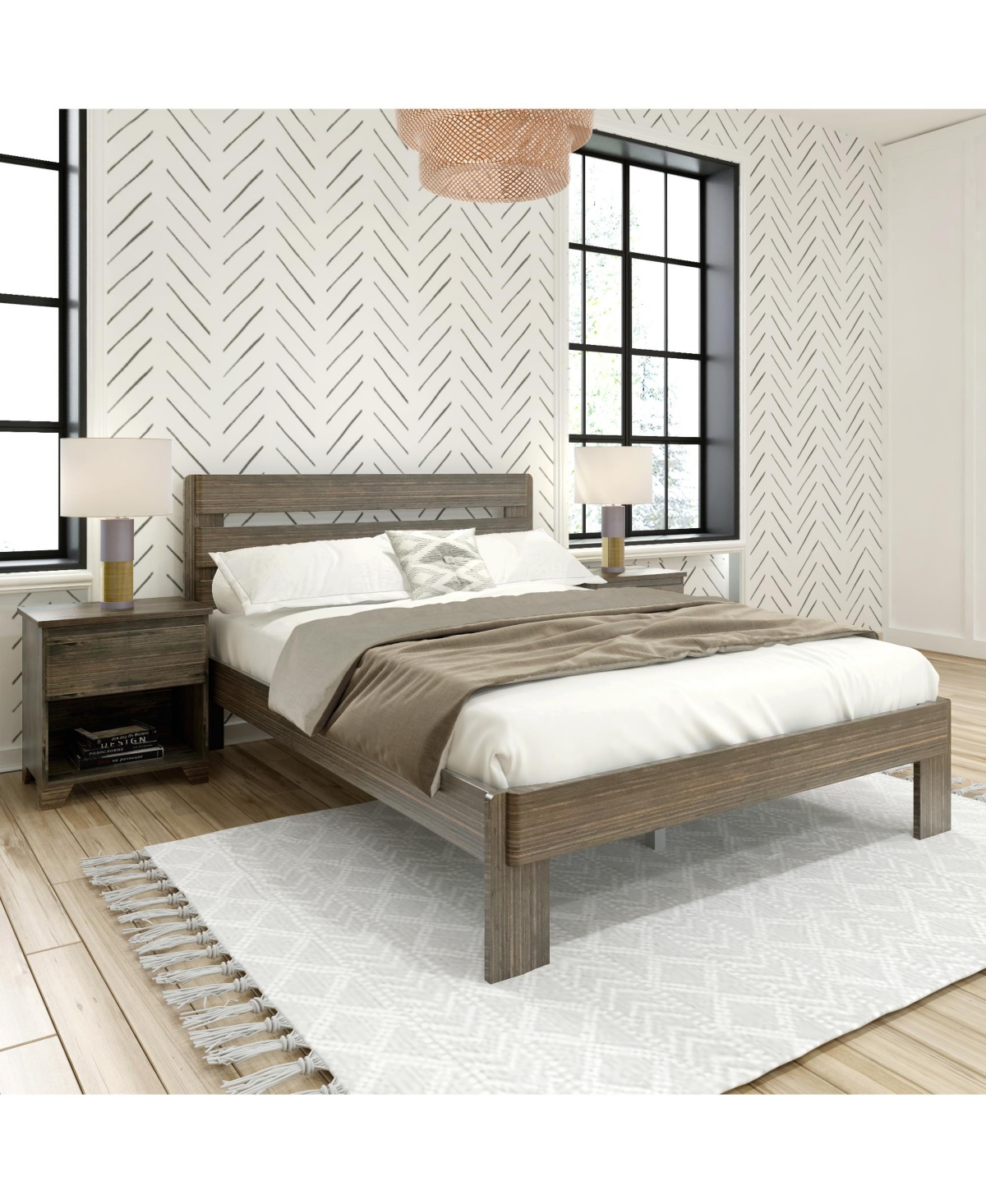 Click here for Max & Lily Farmhouse Queen Slat Bed - Barnwood bro... prices