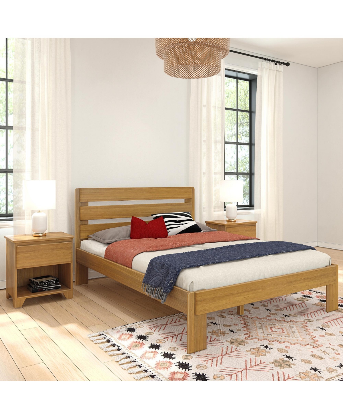 Click here for Max & Lily Farmhouse Queen Slat Bed - Pecan dip prices